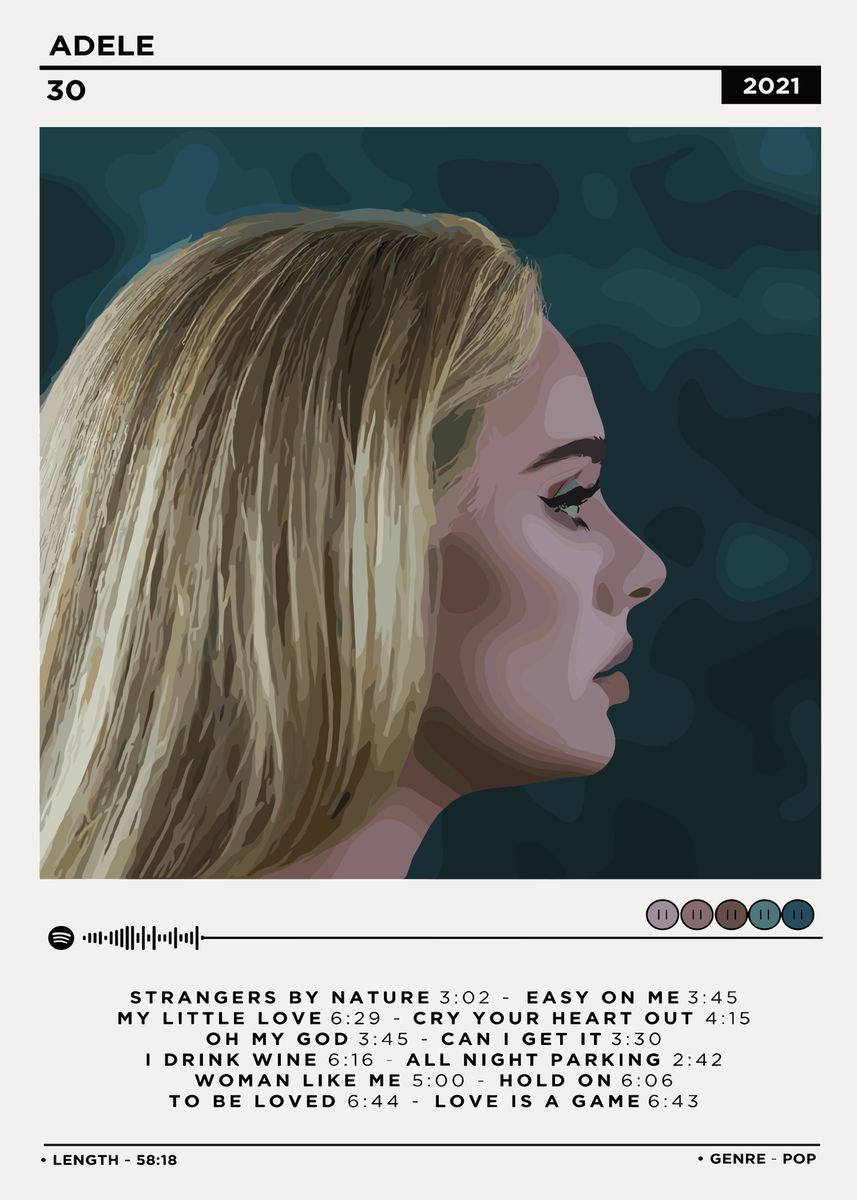 'Adele 30' Poster, picture, metal print, paint by LOCKET | Displate