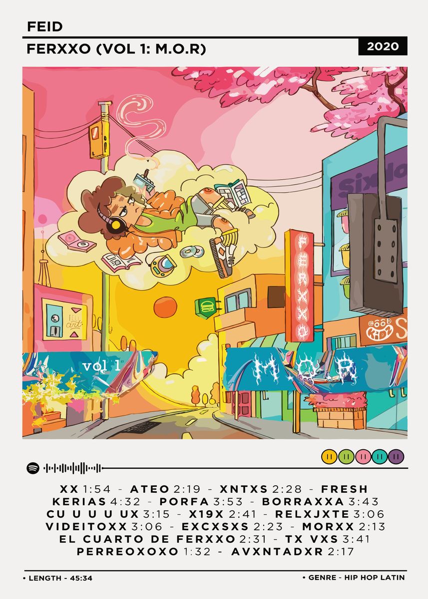 'Feid Ferxxo (Vol 1: M.O.R)' Poster, picture, metal print, paint by ...