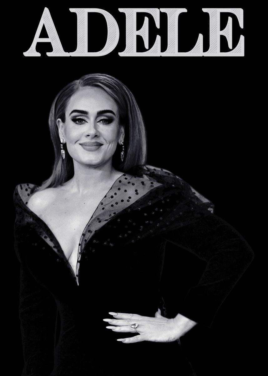 'Adele BW' Poster, picture, metal print, paint by Rose Art | Displate