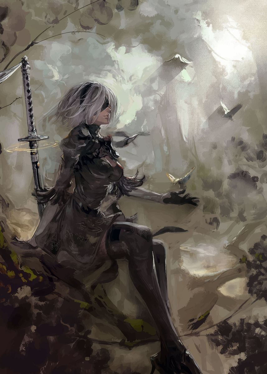 '2B - NieR: Automata' Poster, picture, metal print, paint by miosoul ...