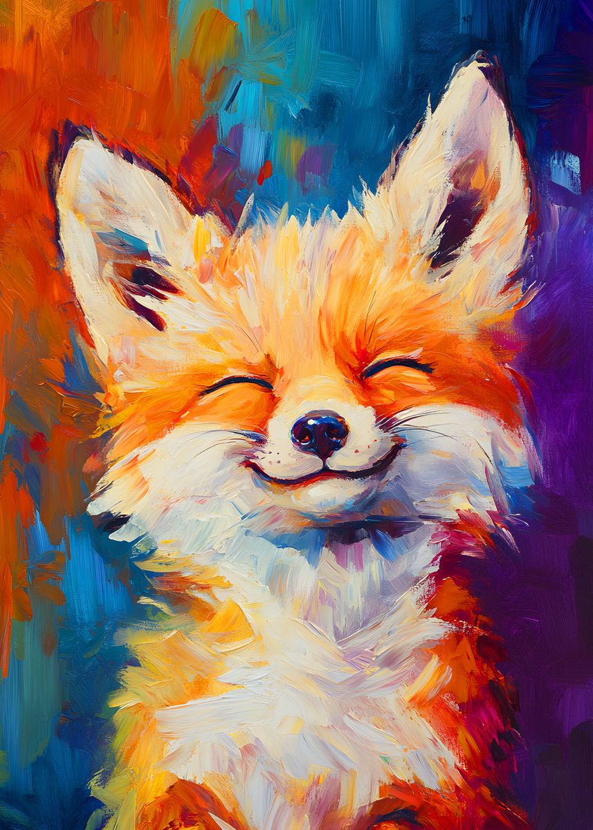 'Blissful Cute Fox' Poster, picture, metal print, paint by Dipewhy ...