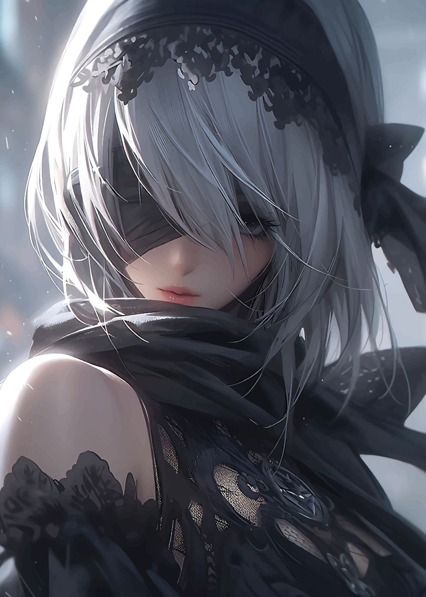 'Anime Girl with Blindfold' Poster, picture, metal print, paint by ...