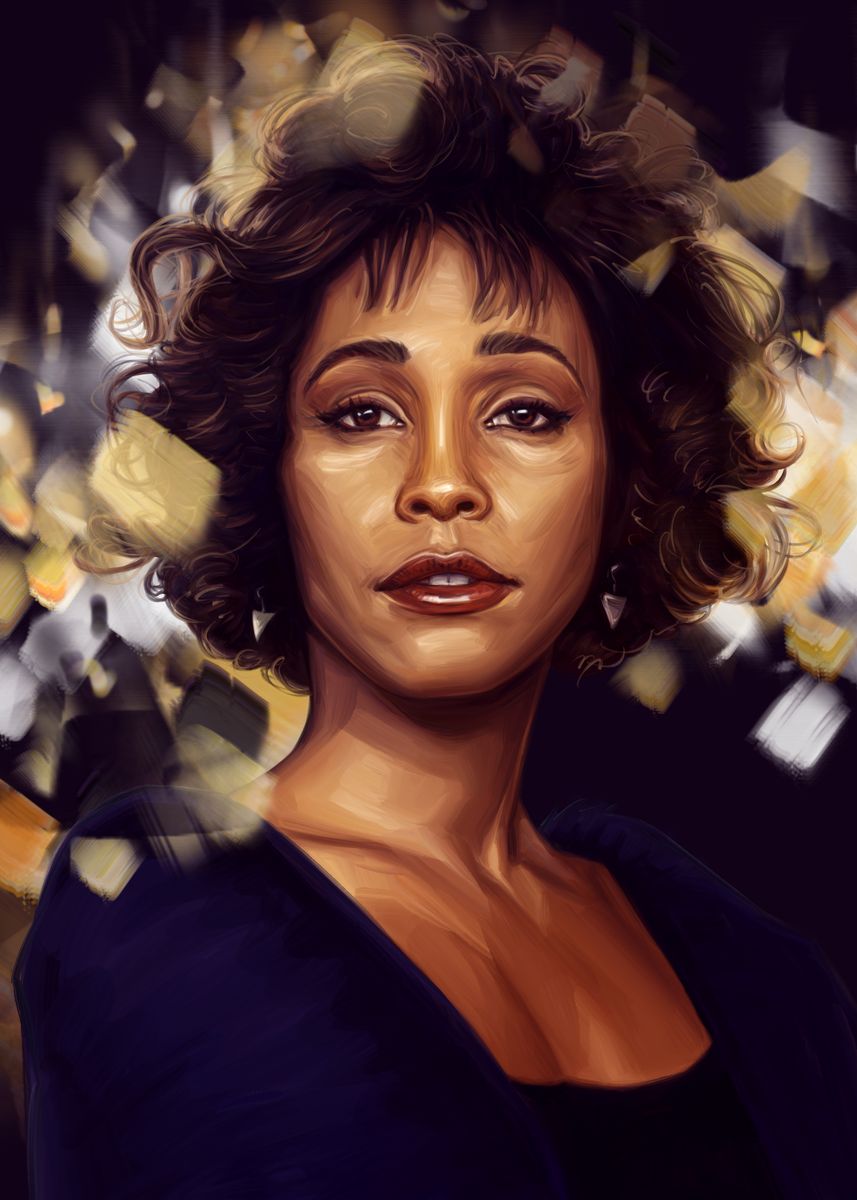 'Whitney Houston Portrait' Poster, picture, metal print, paint by ...