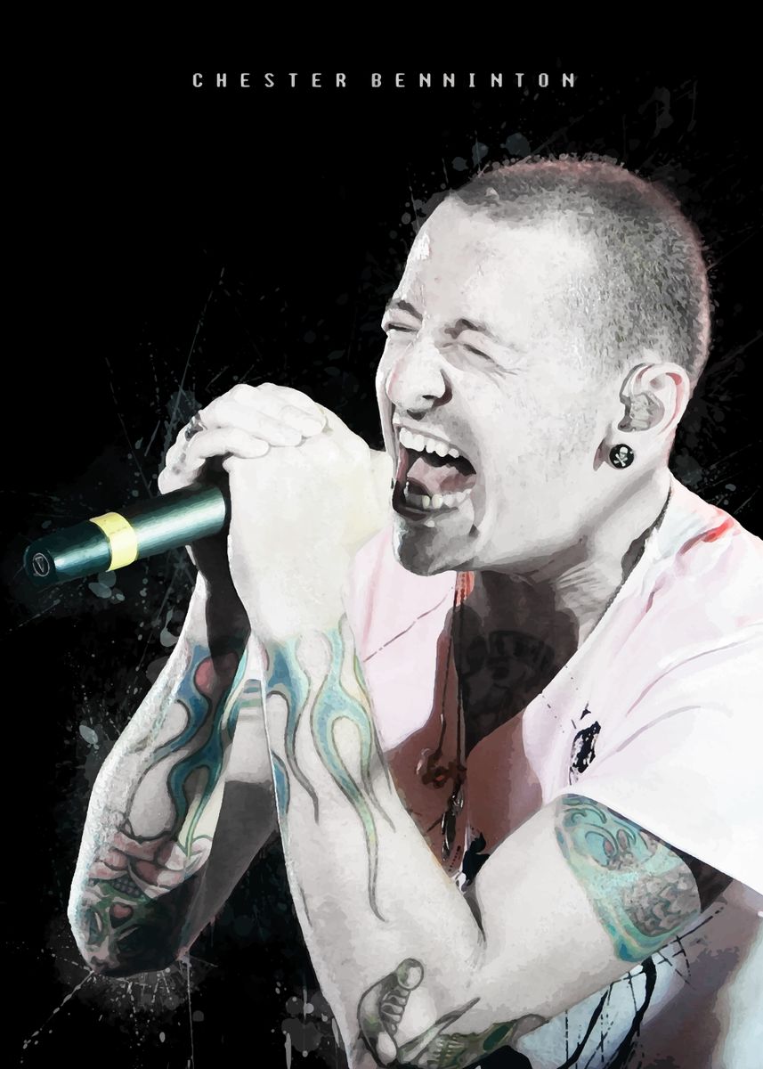 'Chester Bennington Portrait' Poster, picture, metal print, paint by ...