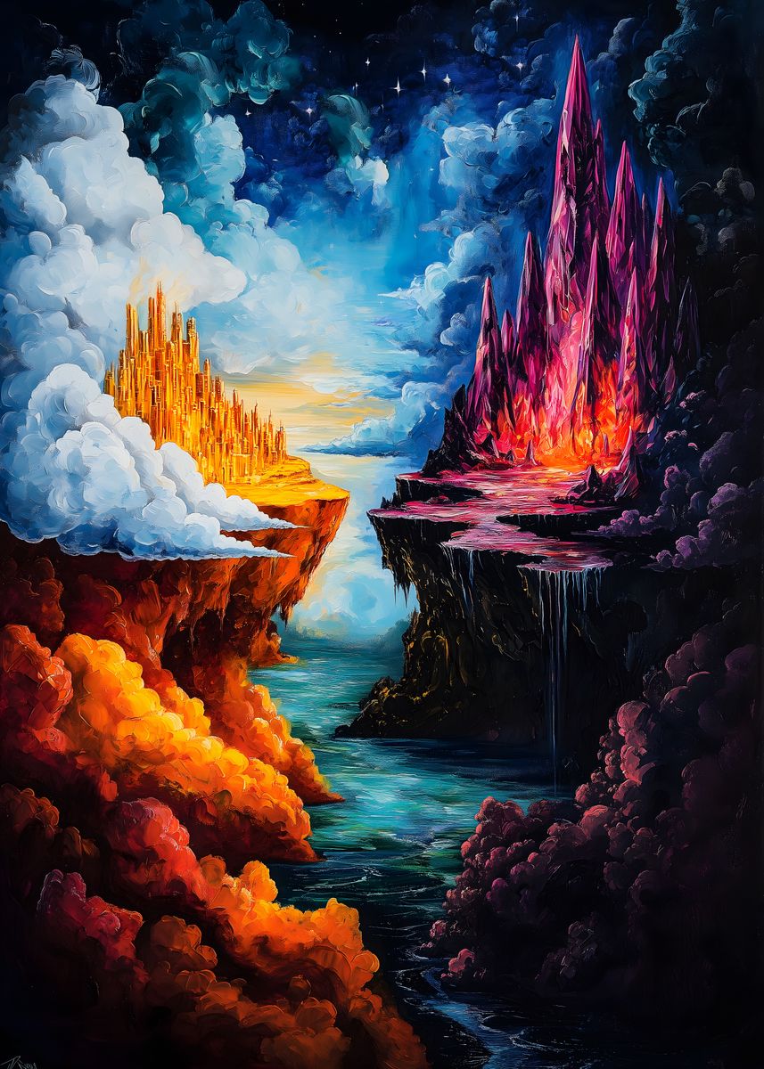 'Spiritual Hell & Sky' Poster, picture, metal print, paint by ...