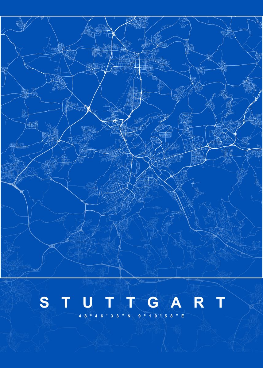 'Stuttgart City Map' Poster, picture, metal print, paint by Artbe ...