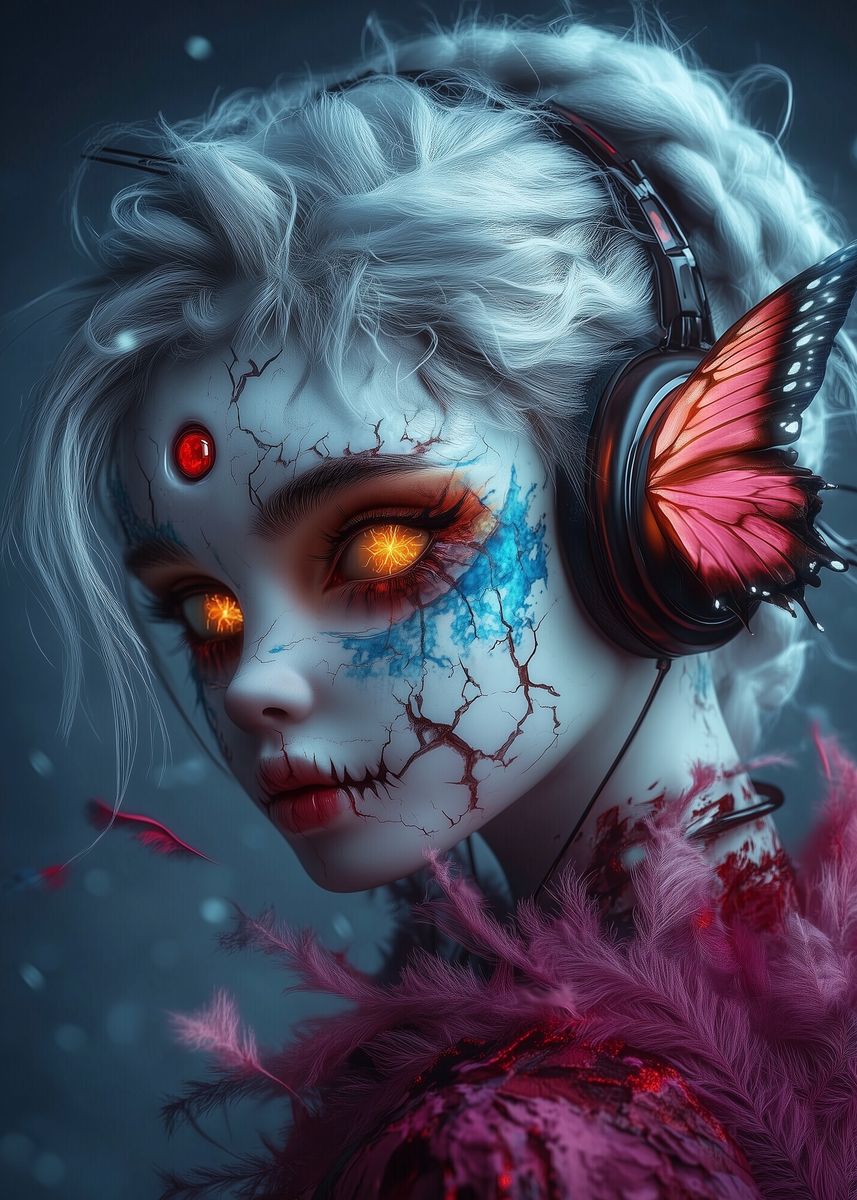 'Cyberpunk Butterfly Girl' Poster, picture, metal print, paint by ...