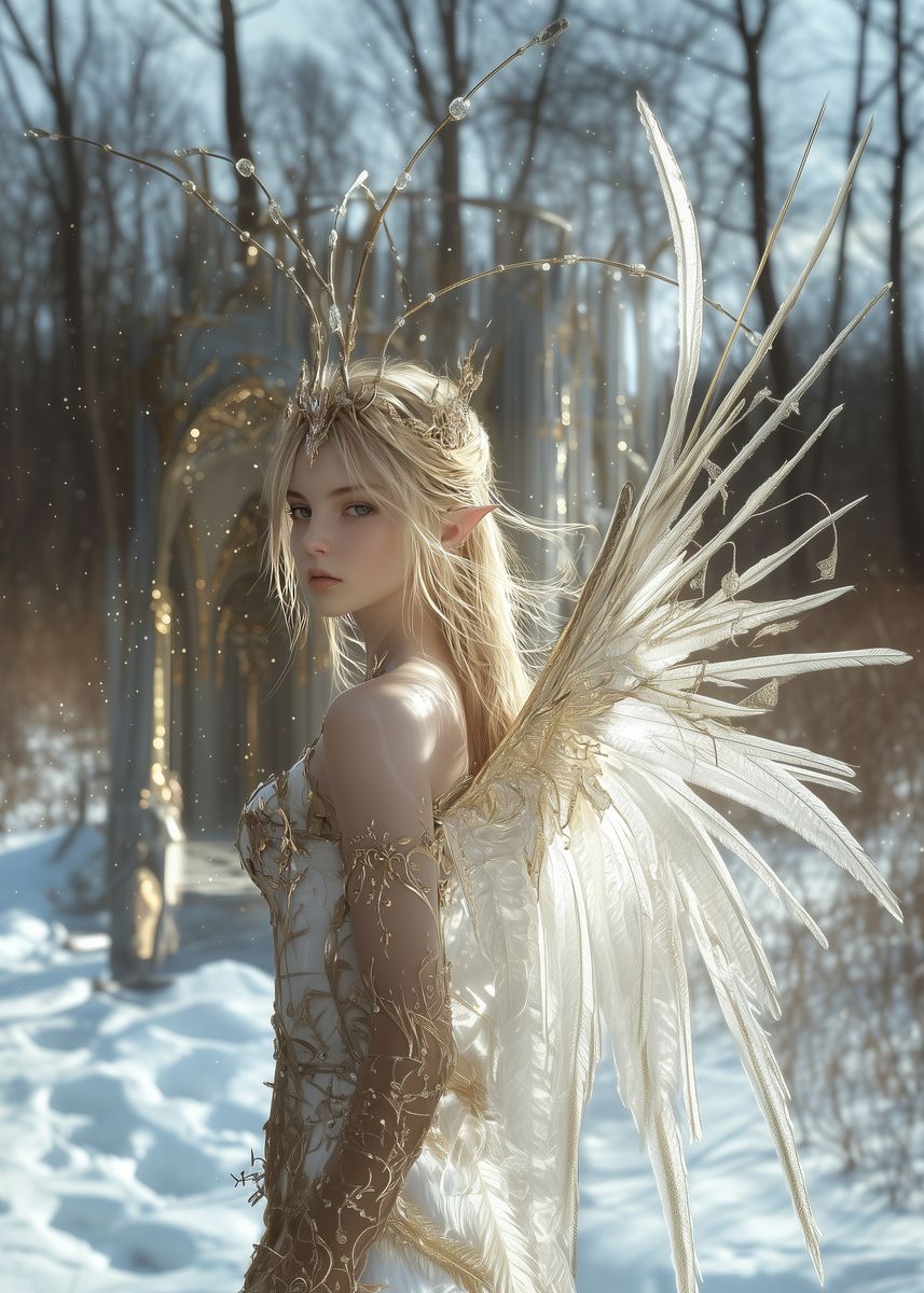 'Golden Winged Elf' Poster, picture, metal print, paint by Tesiga ...
