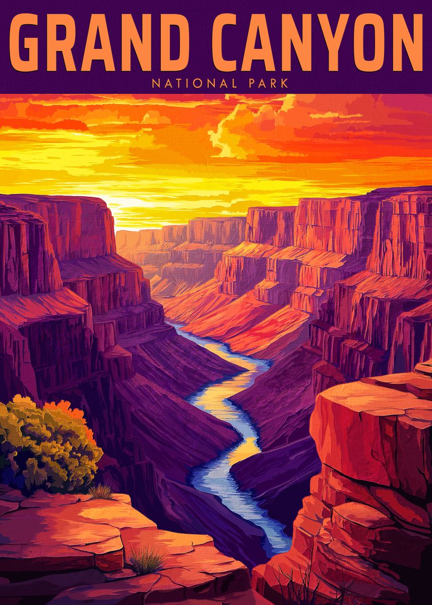 'Grand Canyon National Park Vintage Travel Poster' Poster, picture ...
