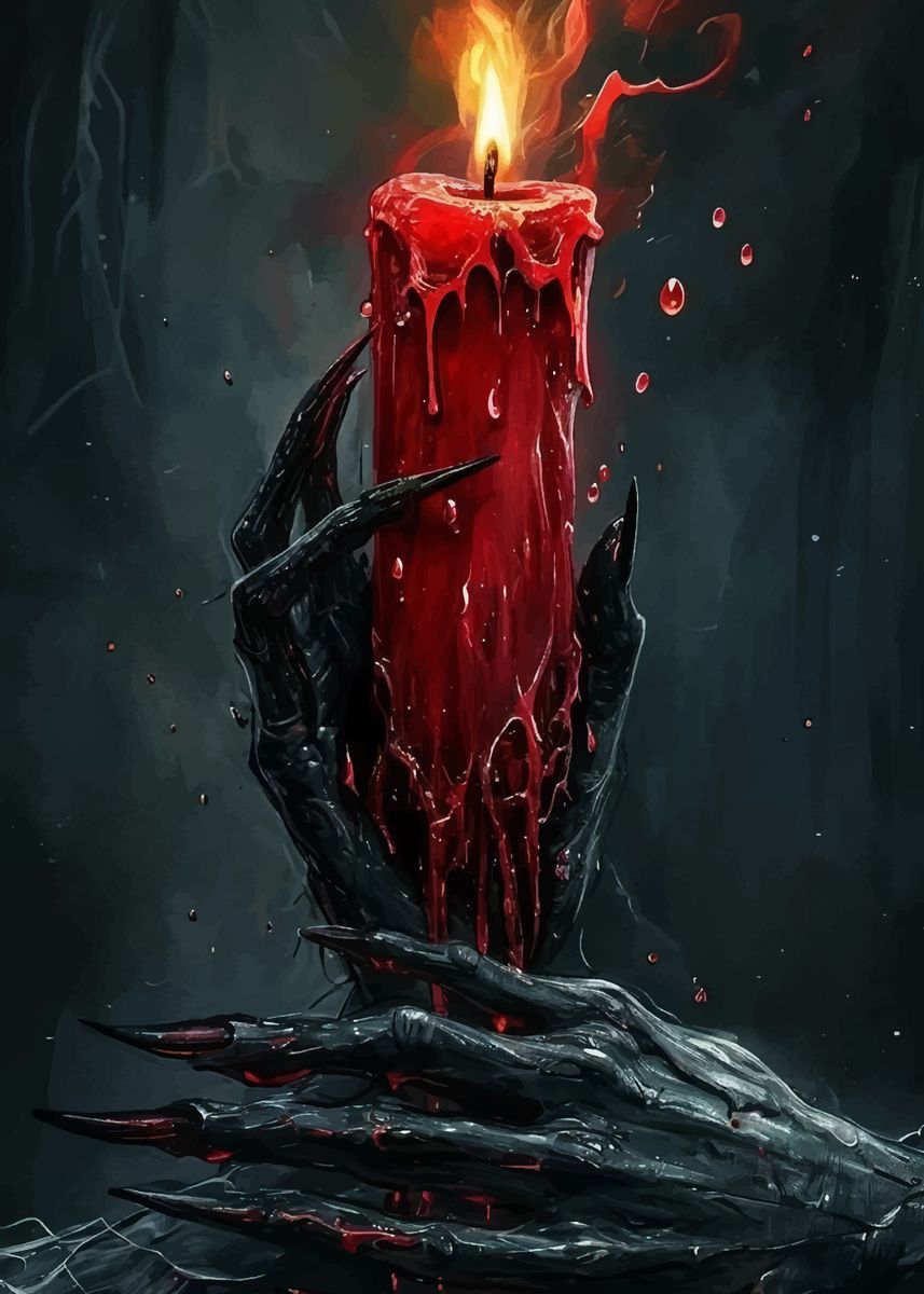 'Clawed Hand Holding Candle' Poster, picture, metal print, paint by ...
