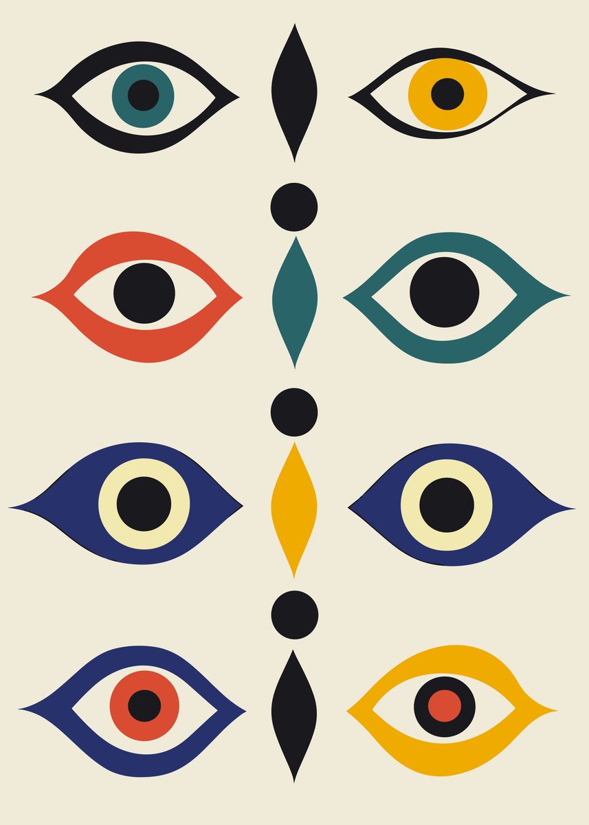 'Original Colorful Evil Eye Art' Poster, picture, metal print, paint by ...