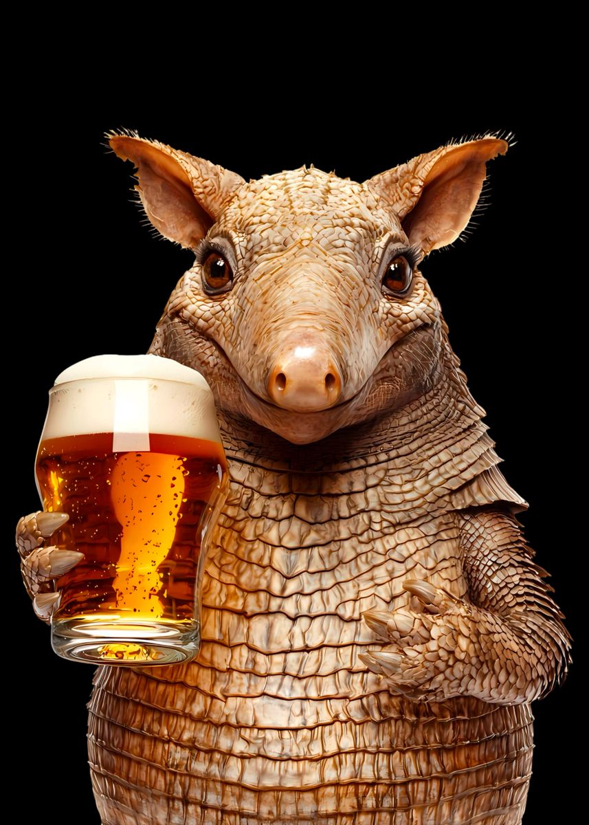 'Armadillo with Beer' Poster, picture, metal print, paint by Henning ...