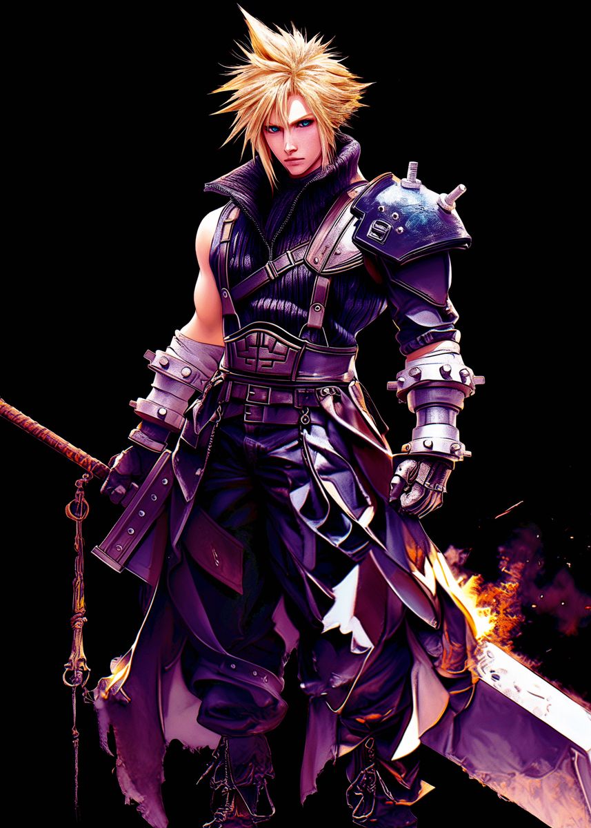 'Cloud Strife Final Fantasy VII' Poster, picture, metal print, paint by ...