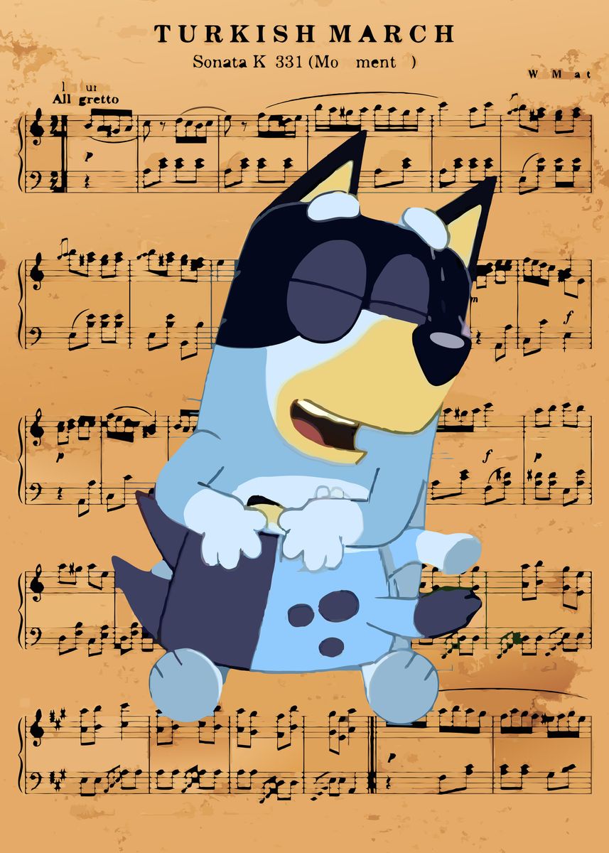 'Bluey Piano Turkish March' Poster, picture, metal print, paint by Theo ...