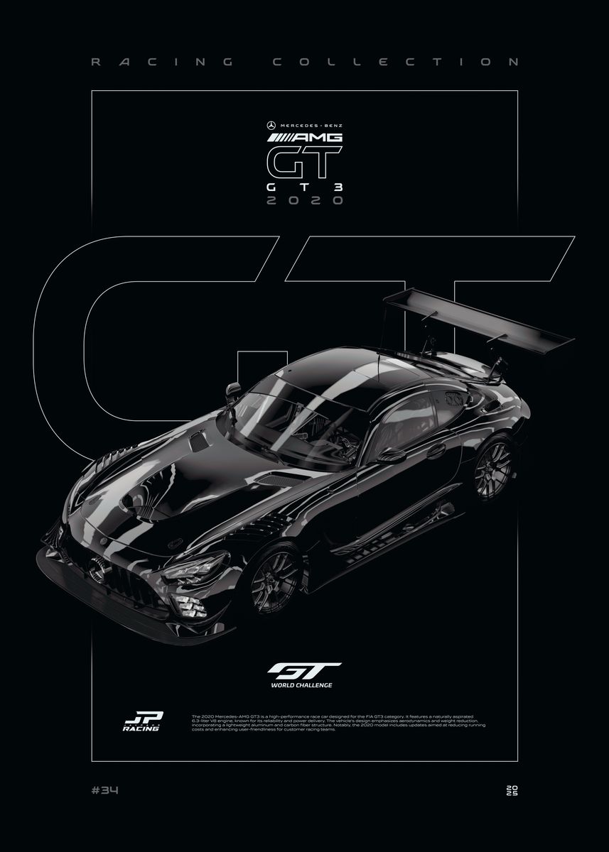 'Mercedes-Benz AMG GT GT3 2020' Poster, picture, metal print, paint by ...