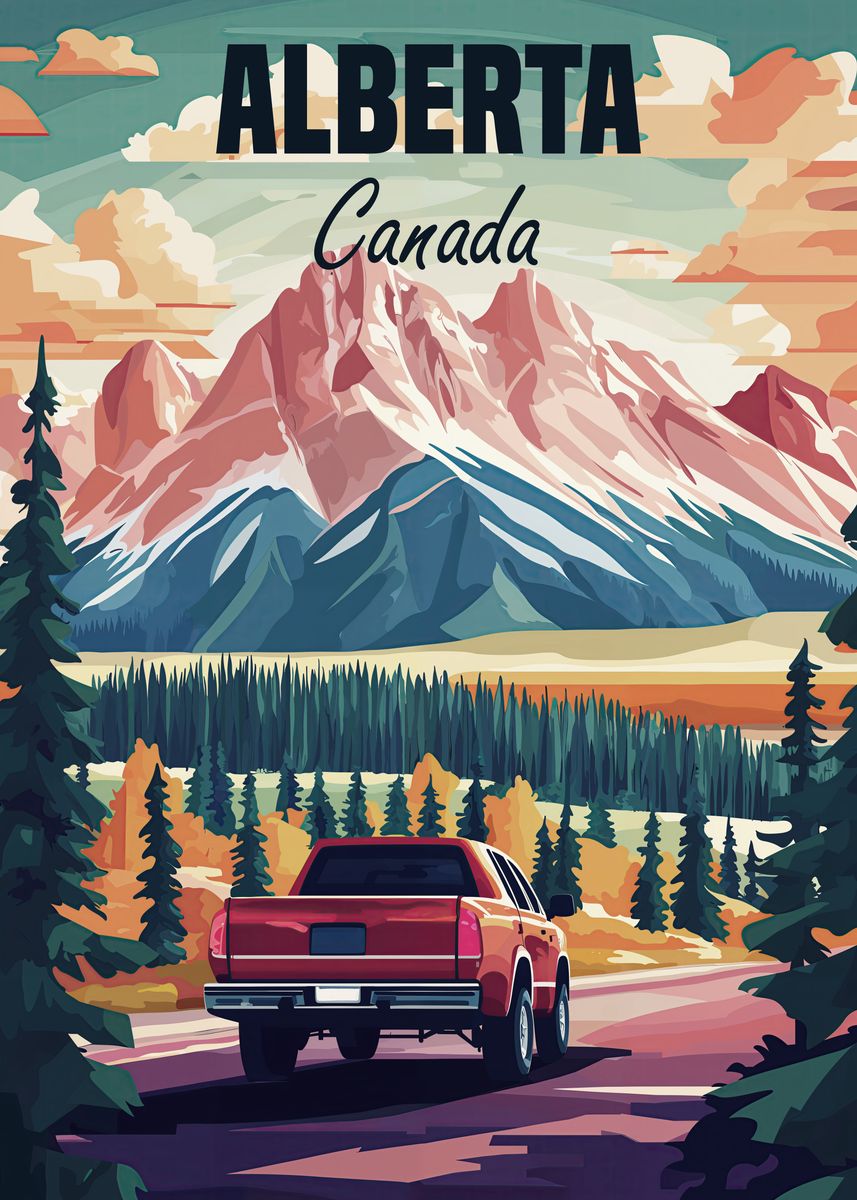 'Alberta Canada Travel Poster' Poster, picture, metal print, paint by ...