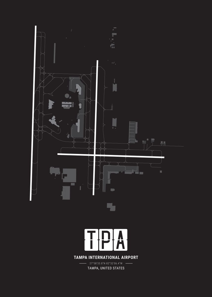 'Tampa International Airport Map' Poster, picture, metal print, paint ...