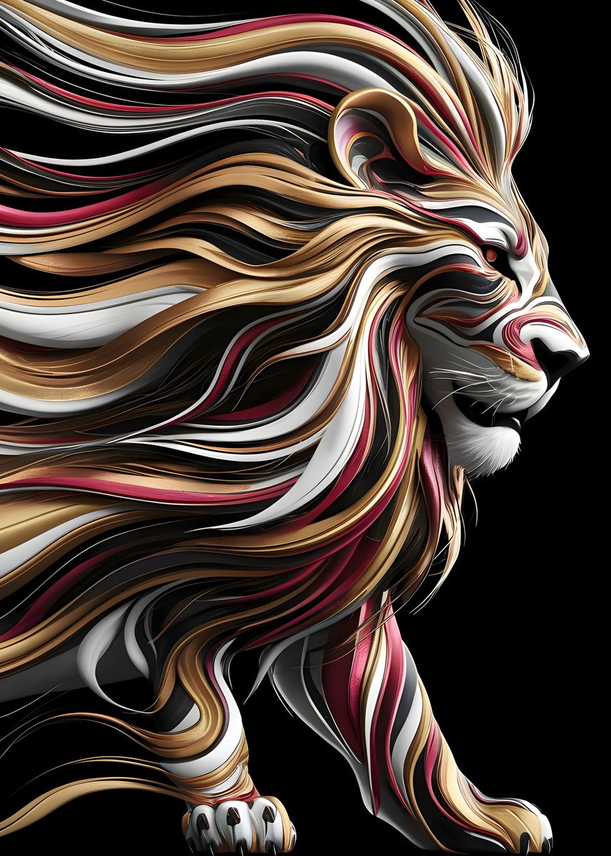 'Abstract Lion' Poster, picture, metal print, paint by HashSew | Displate
