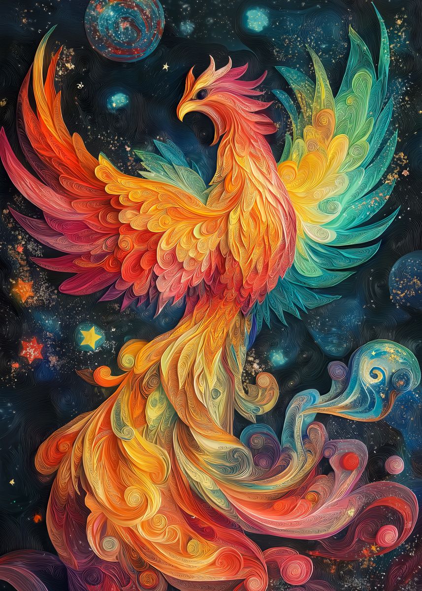 'Phoenix in Space' Poster, picture, metal print, paint by InterGalatica ...