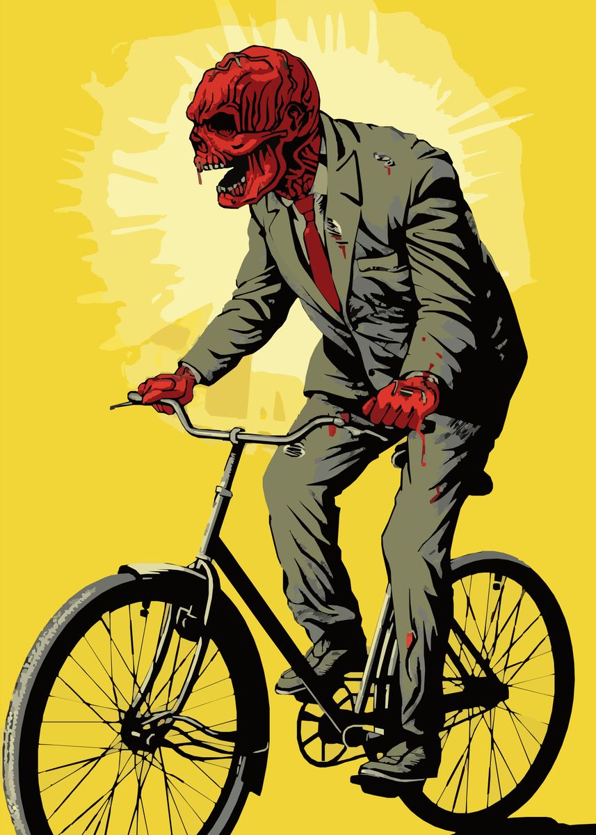'Zombie on a Bike' Poster, picture, metal print, paint by Stefan Merz ...