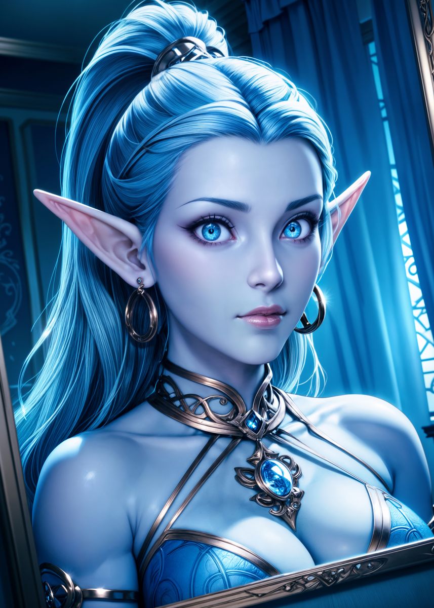 'Blue-Eyed Elf Portrait' Poster, picture, metal print, paint by Wolverous | Displate