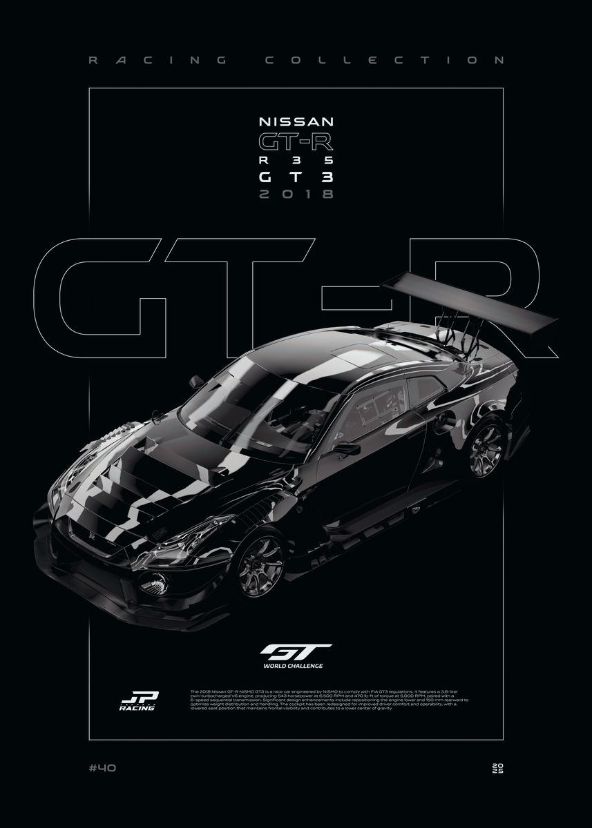 'Nissan GTR R35 GT3 2018' Poster, picture, metal print, paint by ...