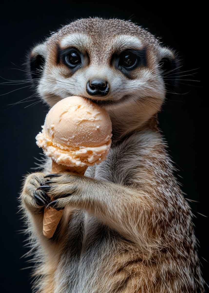 'Meerkat Eating Ice Cream' Poster, picture, metal print, paint by le ...