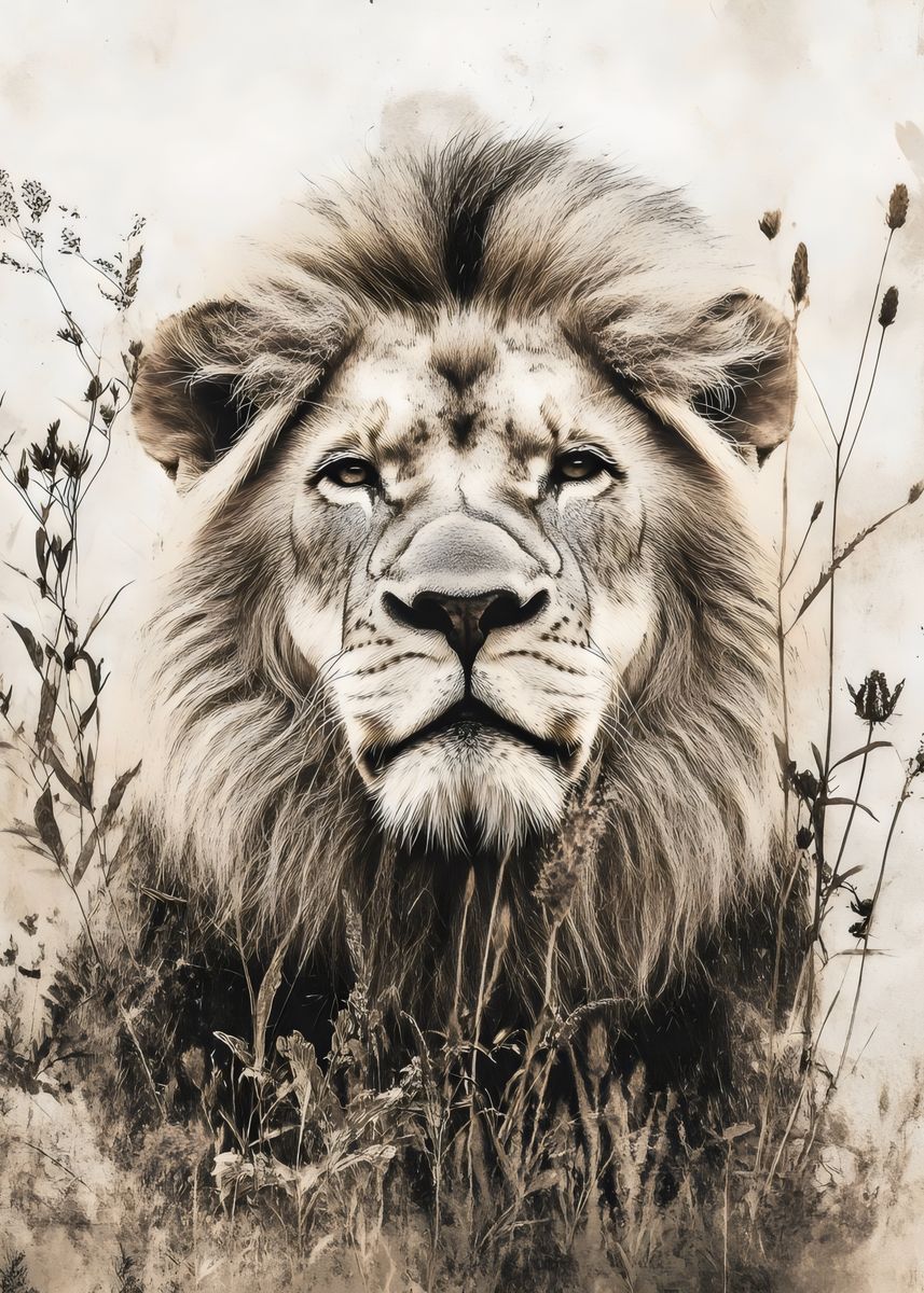 'Majestic Lion Portrait' Poster, picture, metal print, paint by Dragan ...