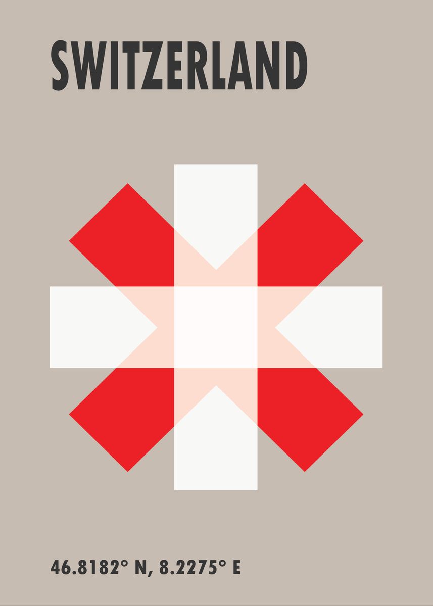 'Switzerland Flag Minimalist Design' Poster, picture, metal print ...