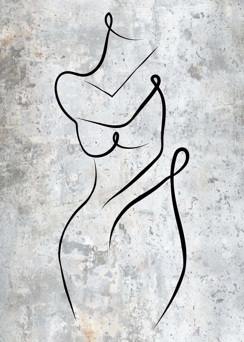 'Abstract Female Figure Line Art' Poster, picture, metal print, paint ...