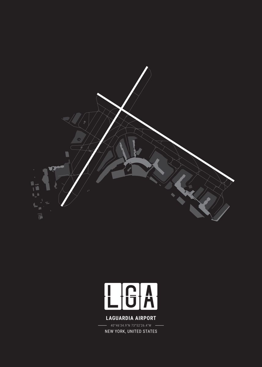 'LaGuardia Airport Map' Poster, picture, metal print, paint by ...