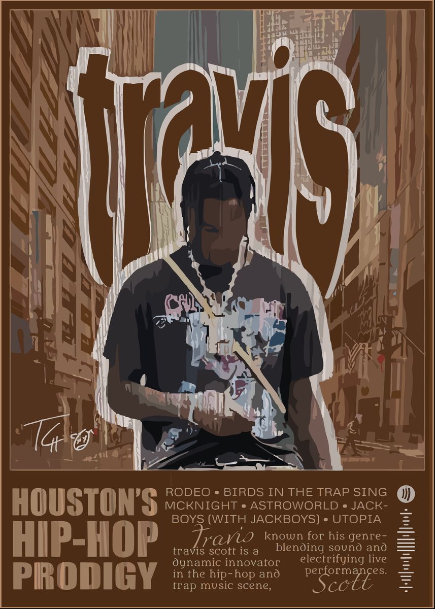 'Travis Scott Poster' Poster, picture, metal print, paint by Elg ...