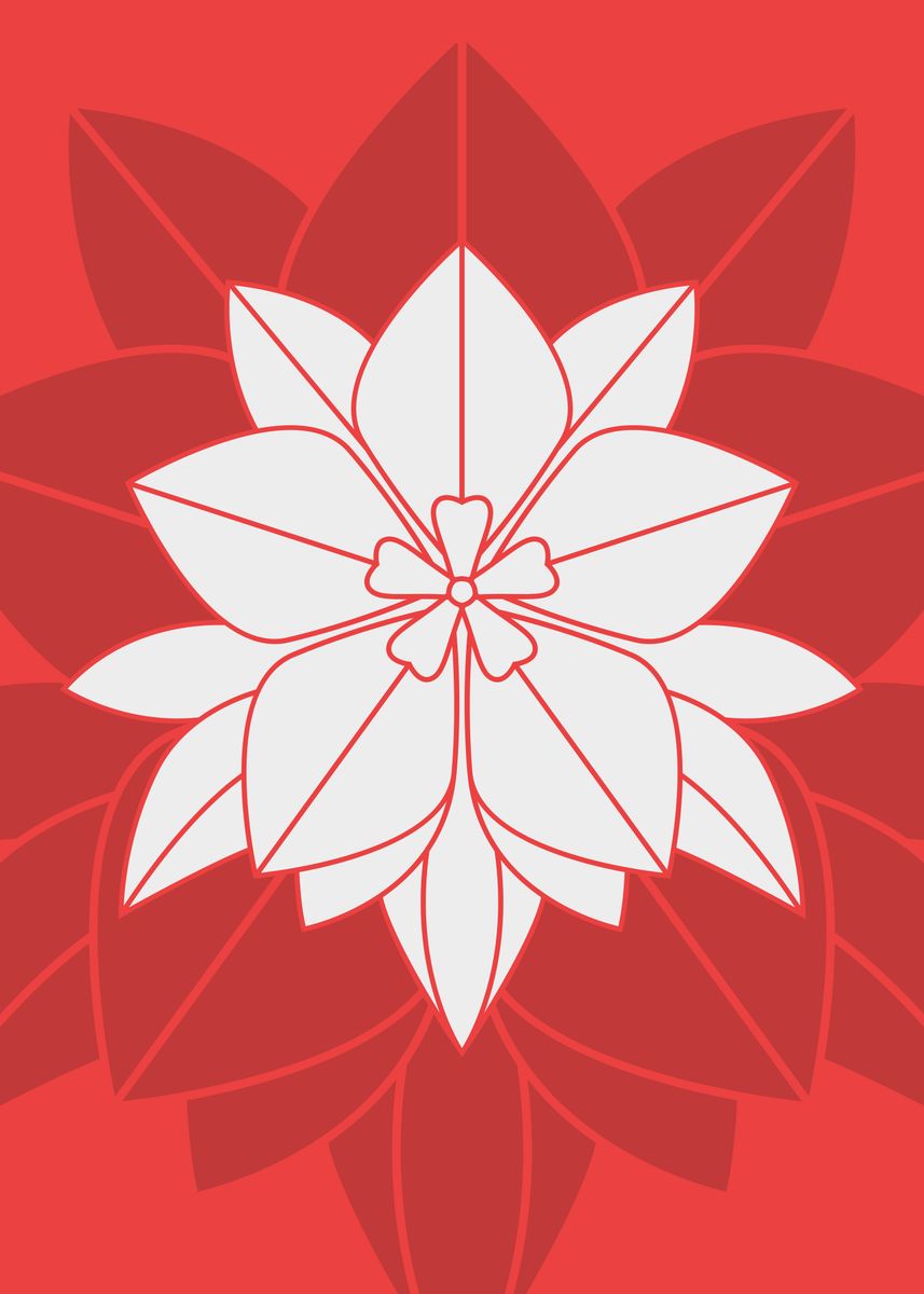 'Red Flower Mandala' Poster, picture, metal print, paint by Farhan ...