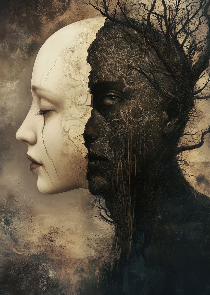'Tree of Two Faces' Poster, picture, metal print, paint by ...
