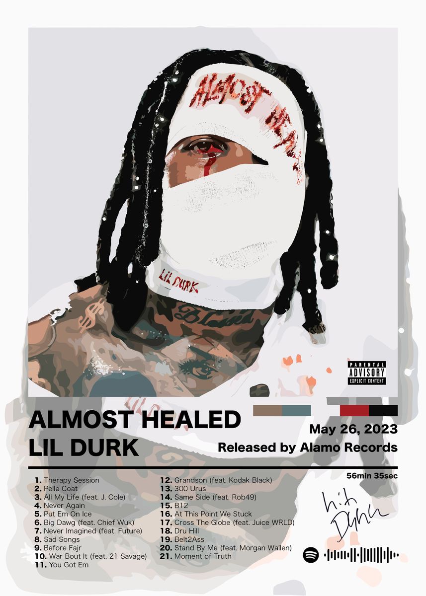 'Lil Durk Almost Healed' Poster, picture, metal print, paint by LOCKET ...