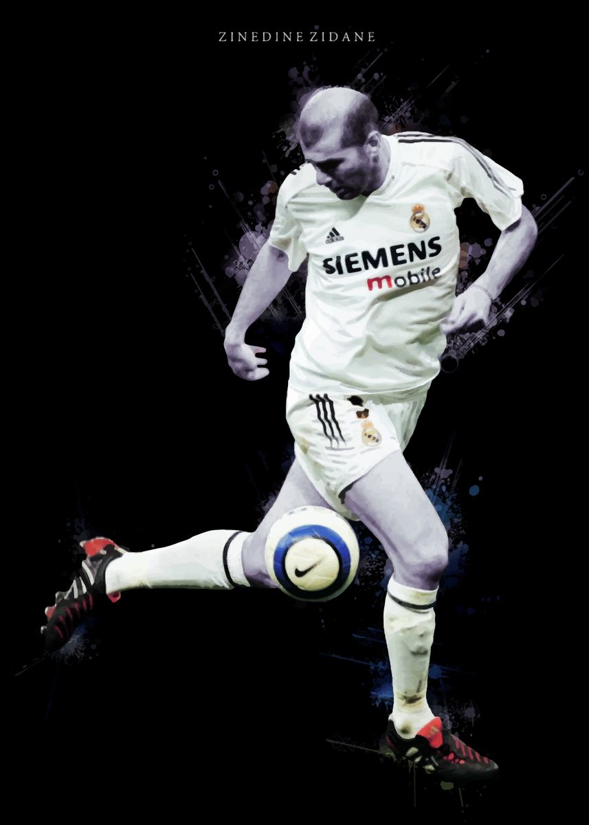 'Zinedine Zidane Football Art' Poster, picture, metal print, paint by ...