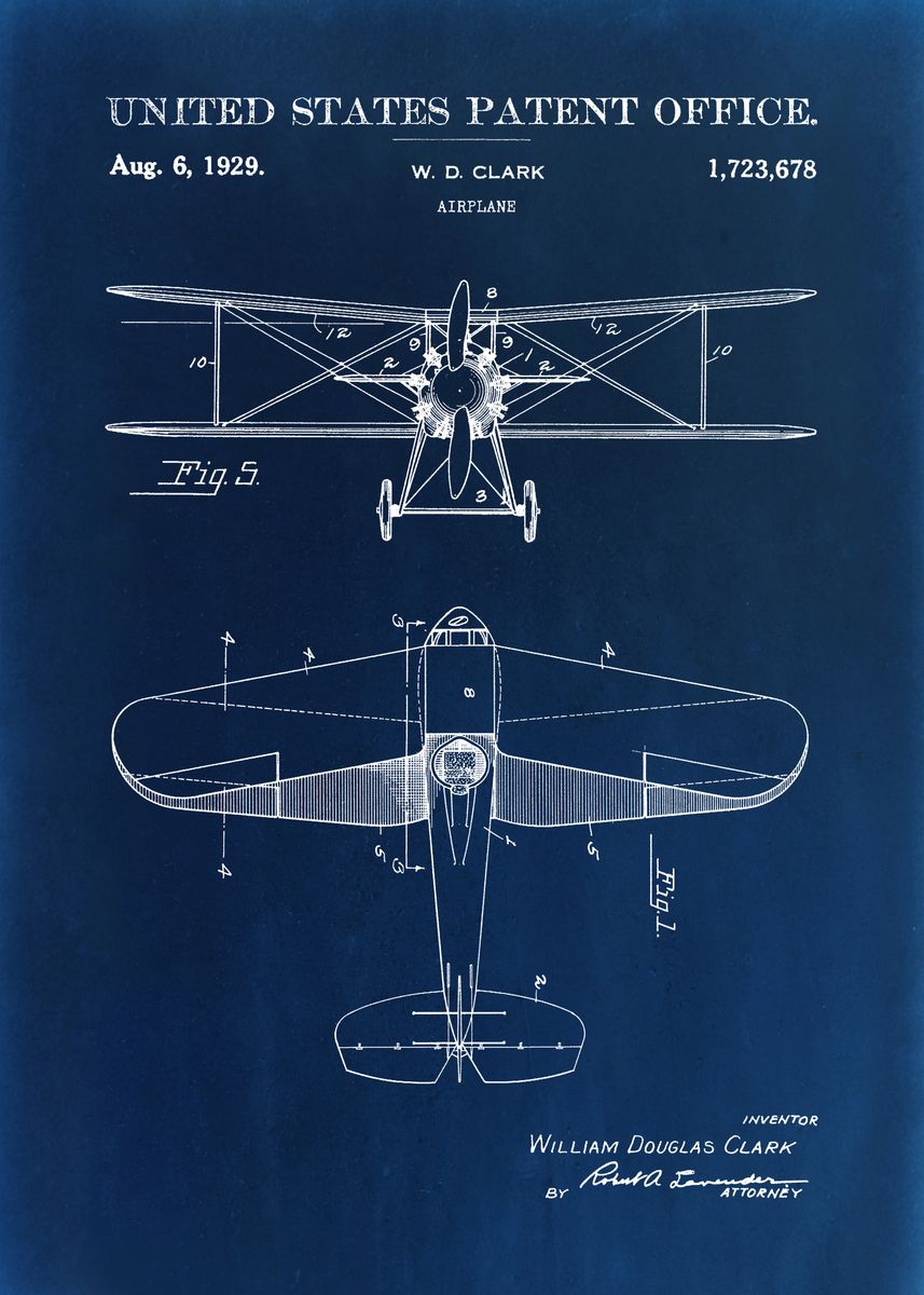 'Airplane Patent Blueprint' Poster, picture, metal print, paint by Cris ...