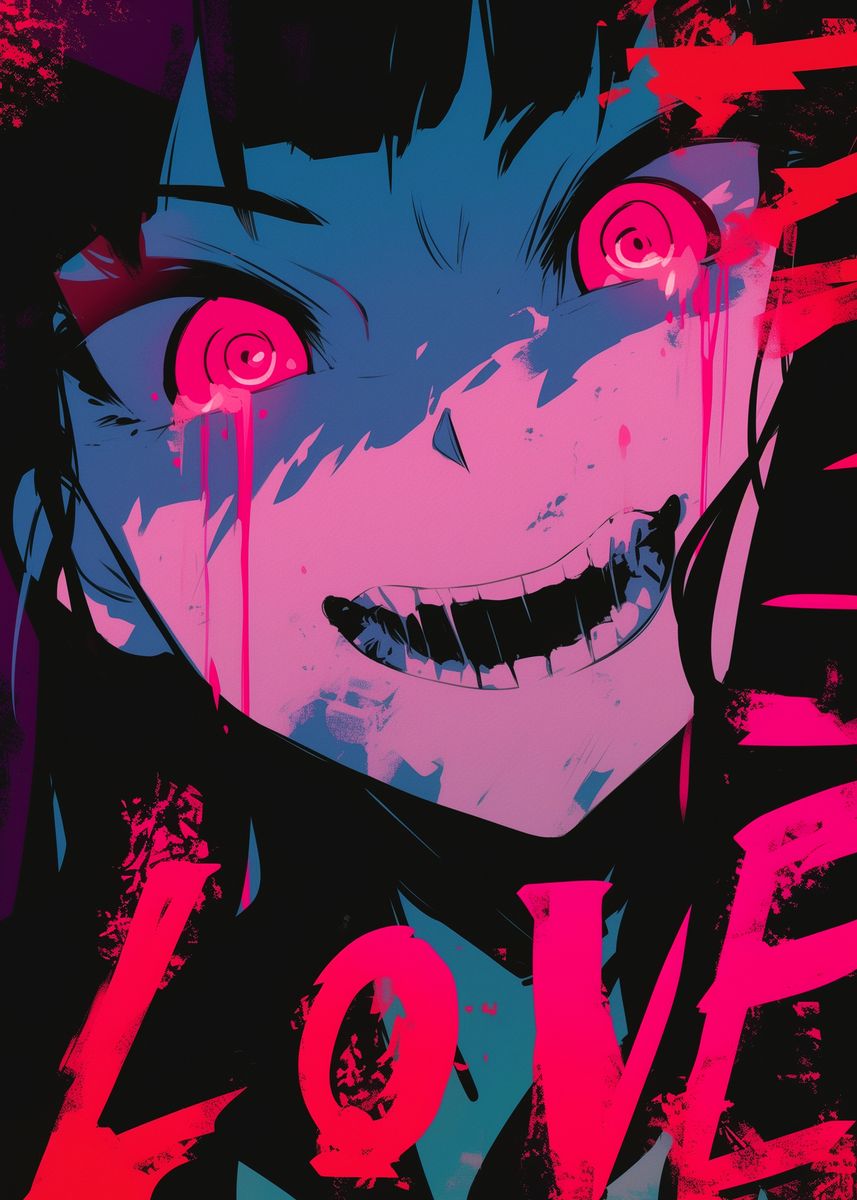 'Anime Girl with Bloody Tears' Poster, picture, metal print, paint by ...