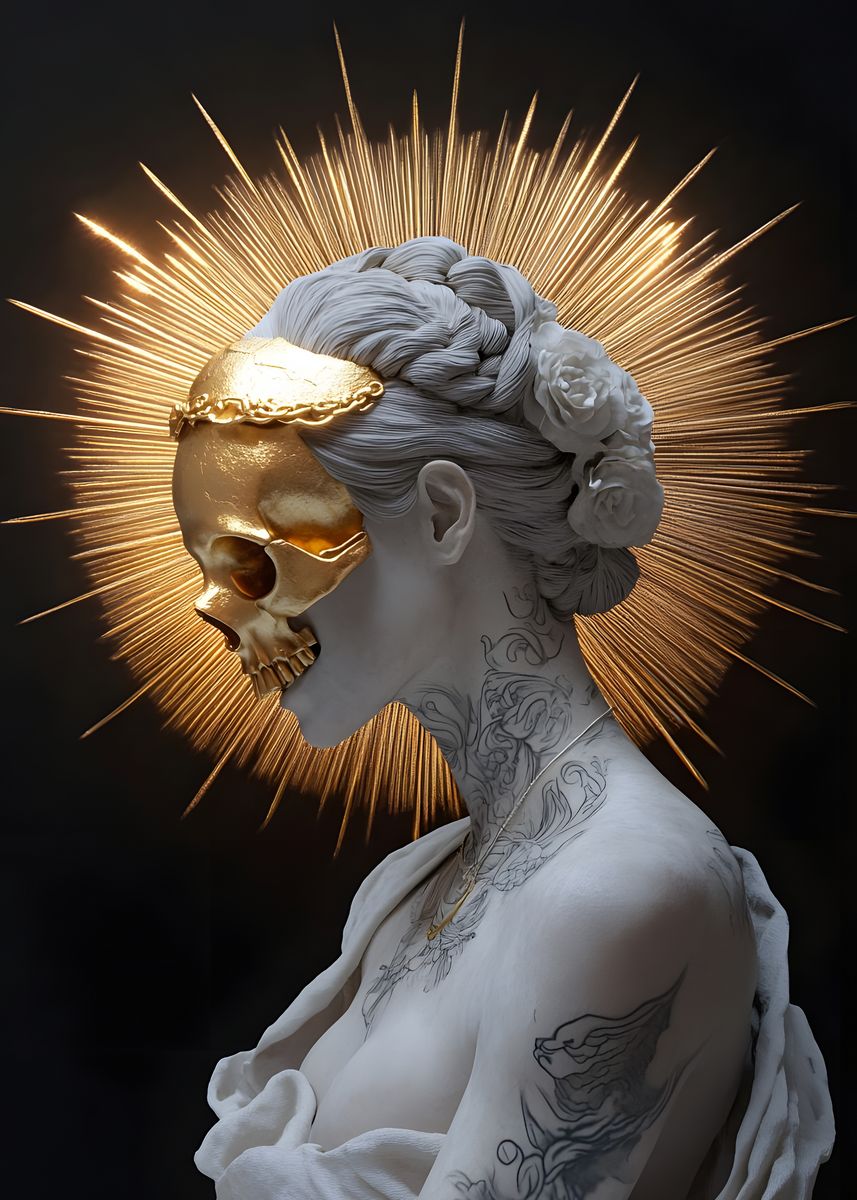 'Golden Skull Mask Woman' Poster, picture, metal print, paint by ...