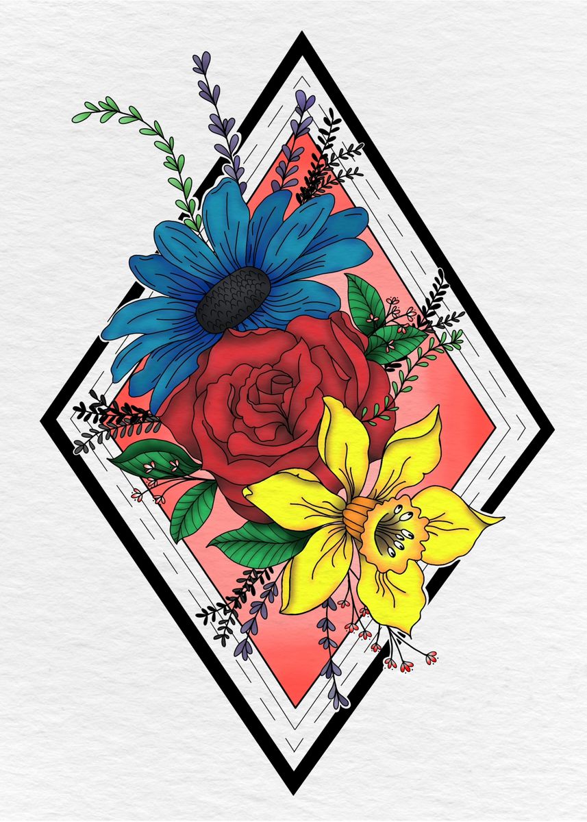 'Floral Diamond Art' Poster, picture, metal print, paint by ...