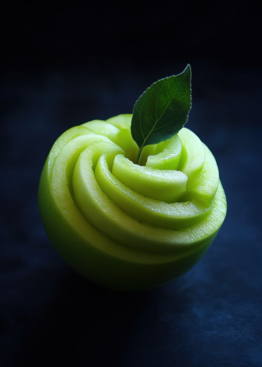 'Carved Green Apple' Poster, picture, metal print, paint by Ryu | Displate