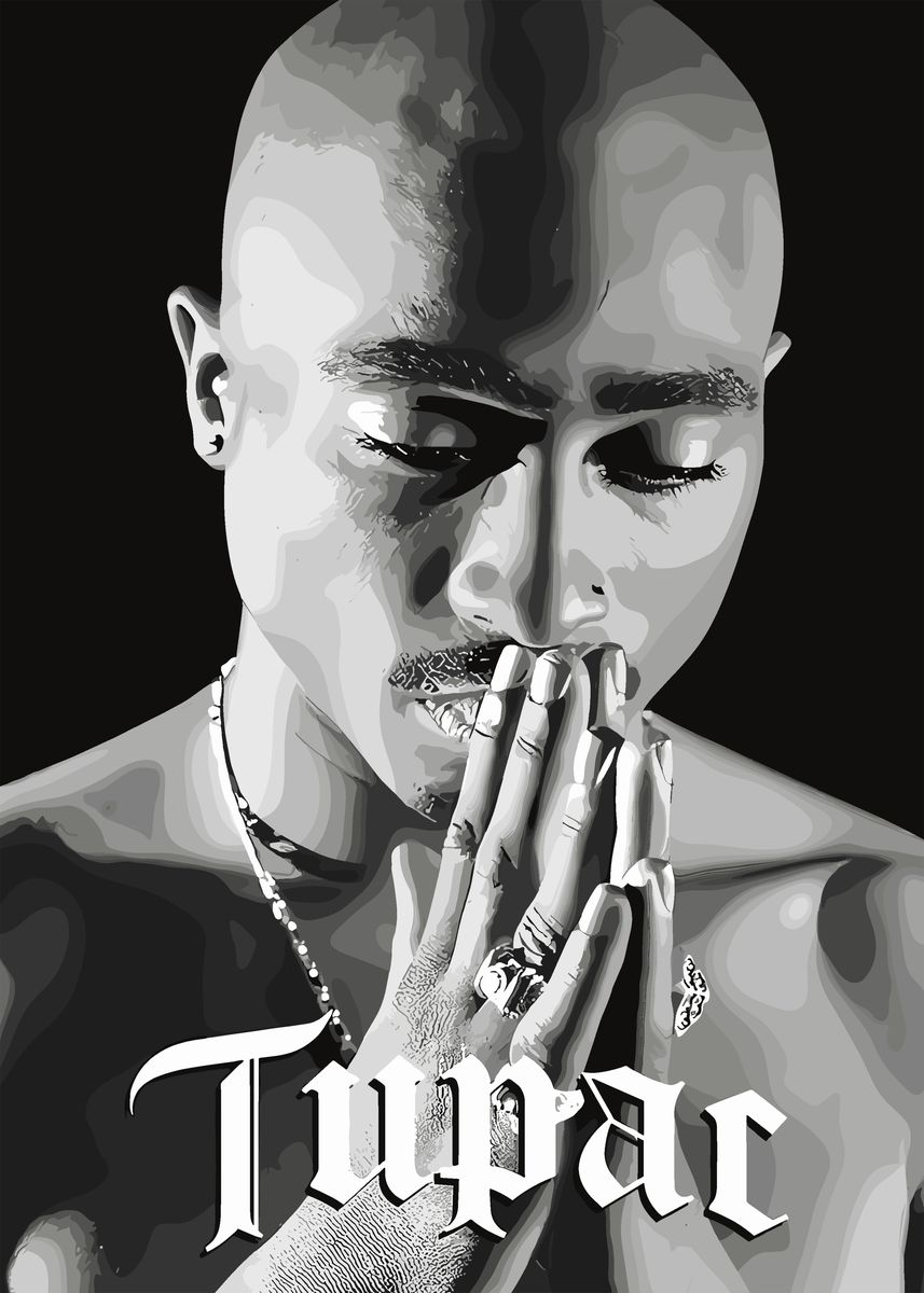 'Tupac Shakur Portrait' Poster, picture, metal print, paint by ...
