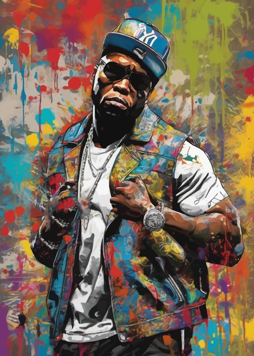 '50 Cent Graffiti Portrait' Poster, picture, metal print, paint by ...