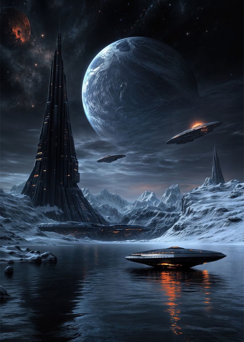 'Cosmic Civilization Poster' Poster, picture, metal print, paint by ...