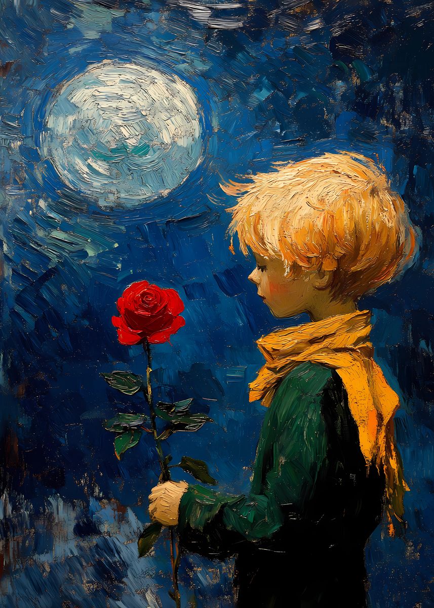 'The Little Prince with Rose' Poster, picture, metal print, paint by ...