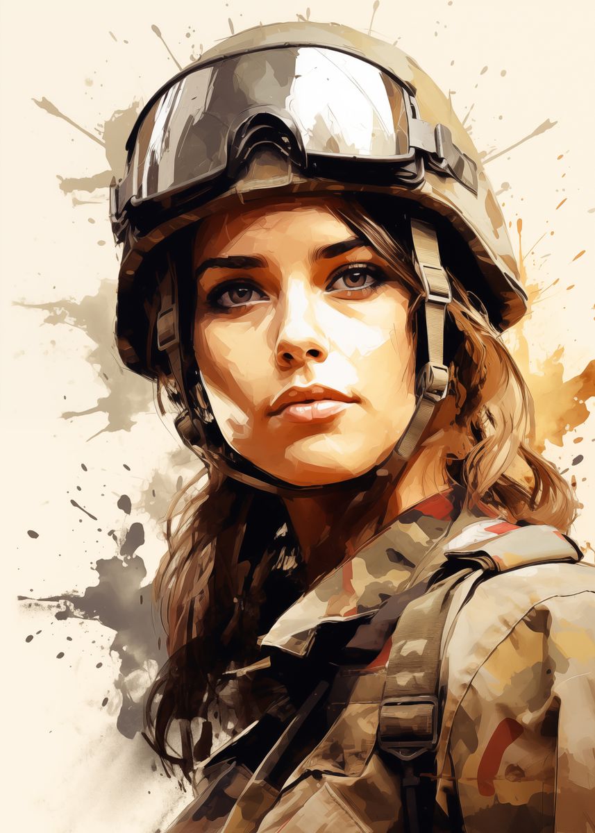 'Female Soldier Portrait' Poster, picture, metal print, paint by Roman ...