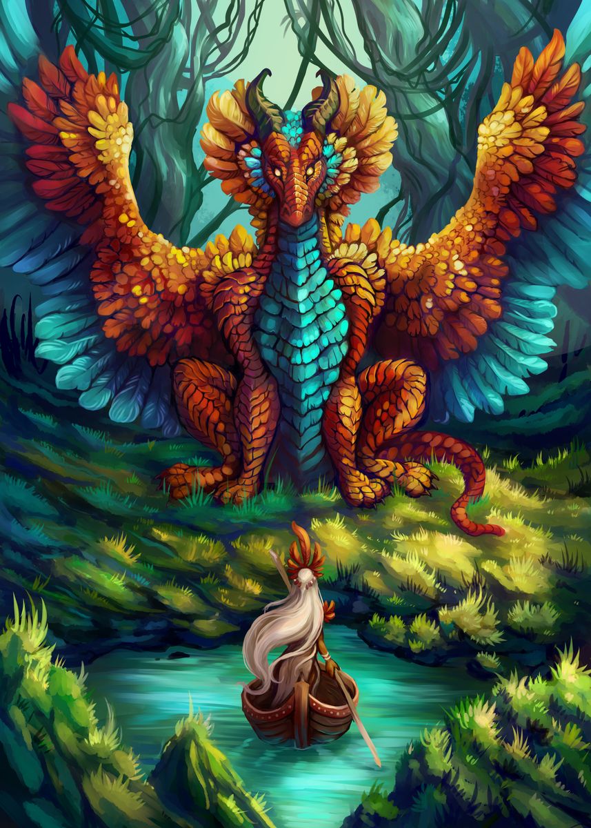 'Tropical Dragon River in Forest' Poster, picture, metal print, paint ...