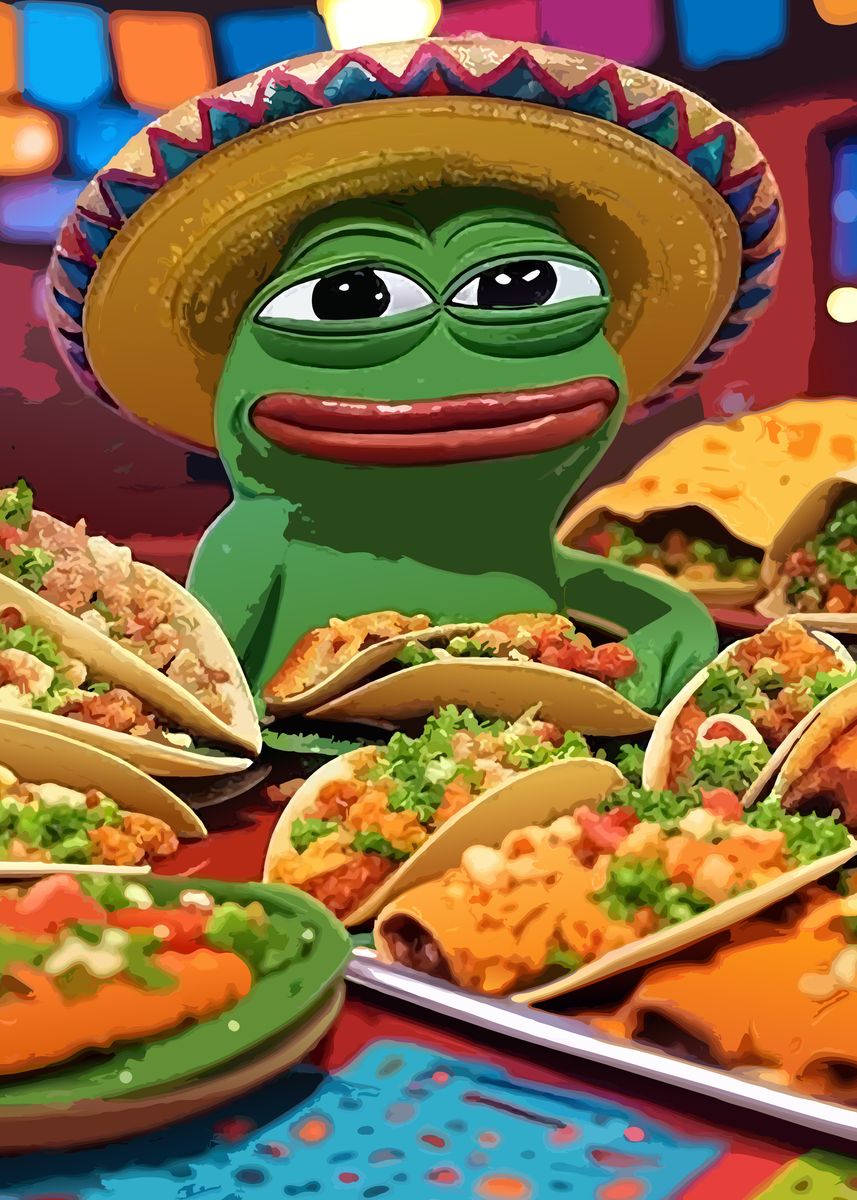 'Pepe the Frog Taco Feast' Poster, picture, metal print, paint by Theo ...