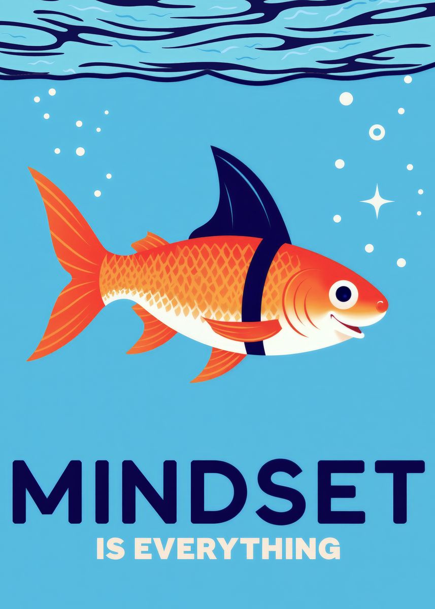 'Mindset Is Everything Goldfish' Poster, picture, metal print, paint by ...