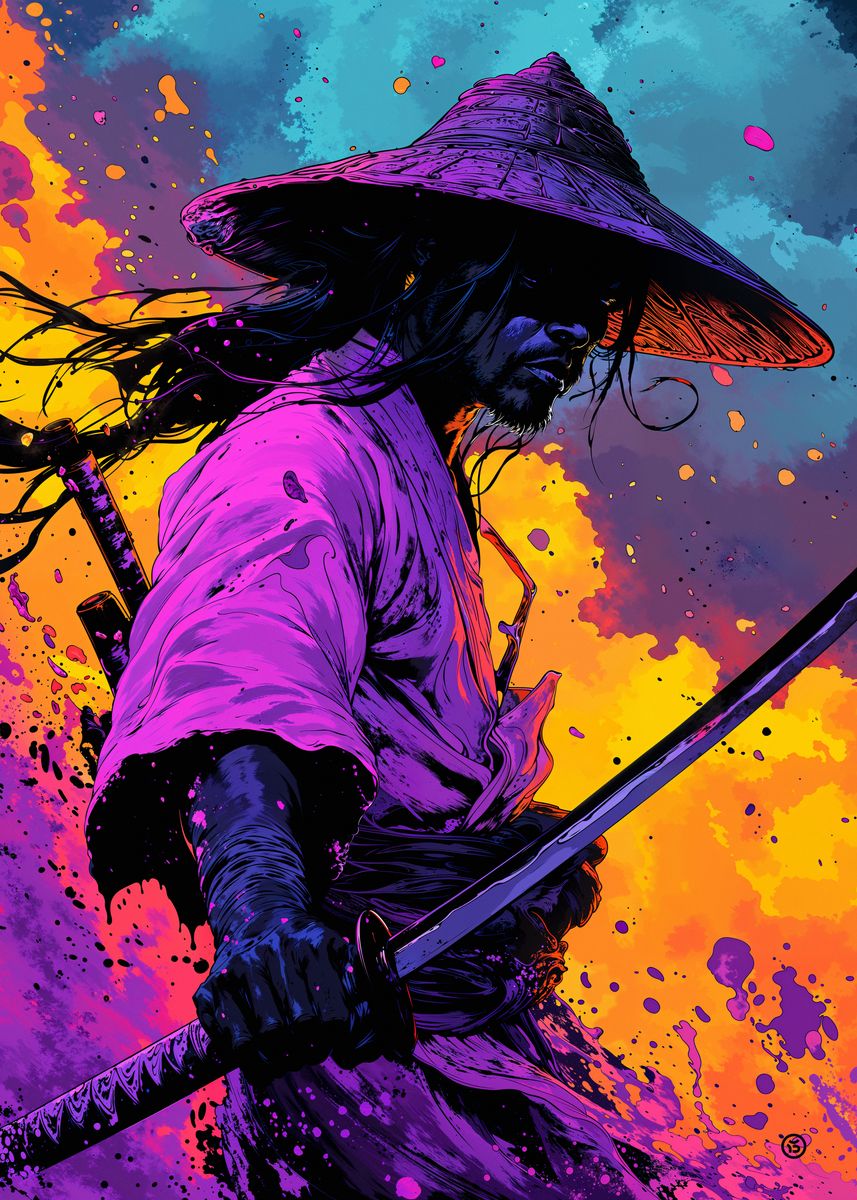 'Neon Ronin's Twilight' Poster, picture, metal print, paint by Simon ...
